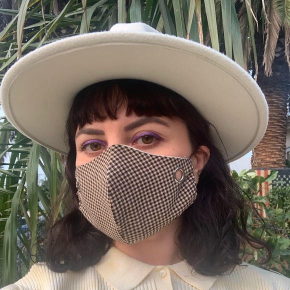 Accessories | New Brown Black Gingham Face Mask | Poshmark